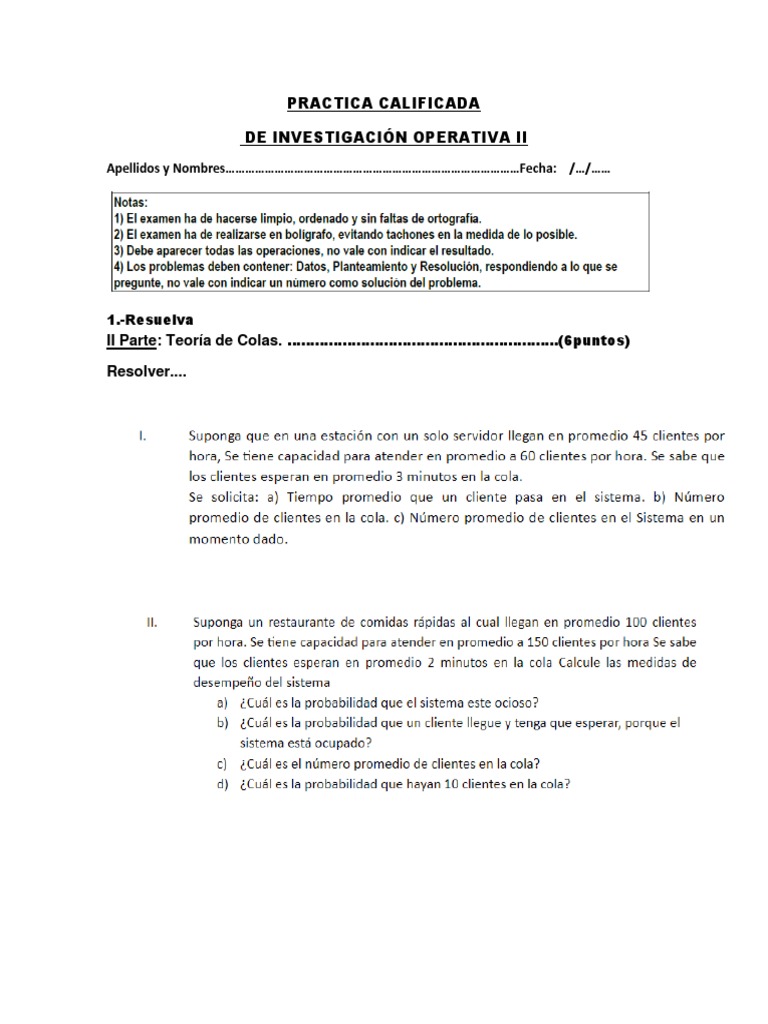 Practica Calificada IO2-2021 | PDF