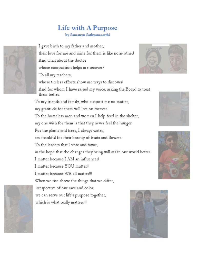 Samanyu - (Poem) Life With A Purpose | PDF