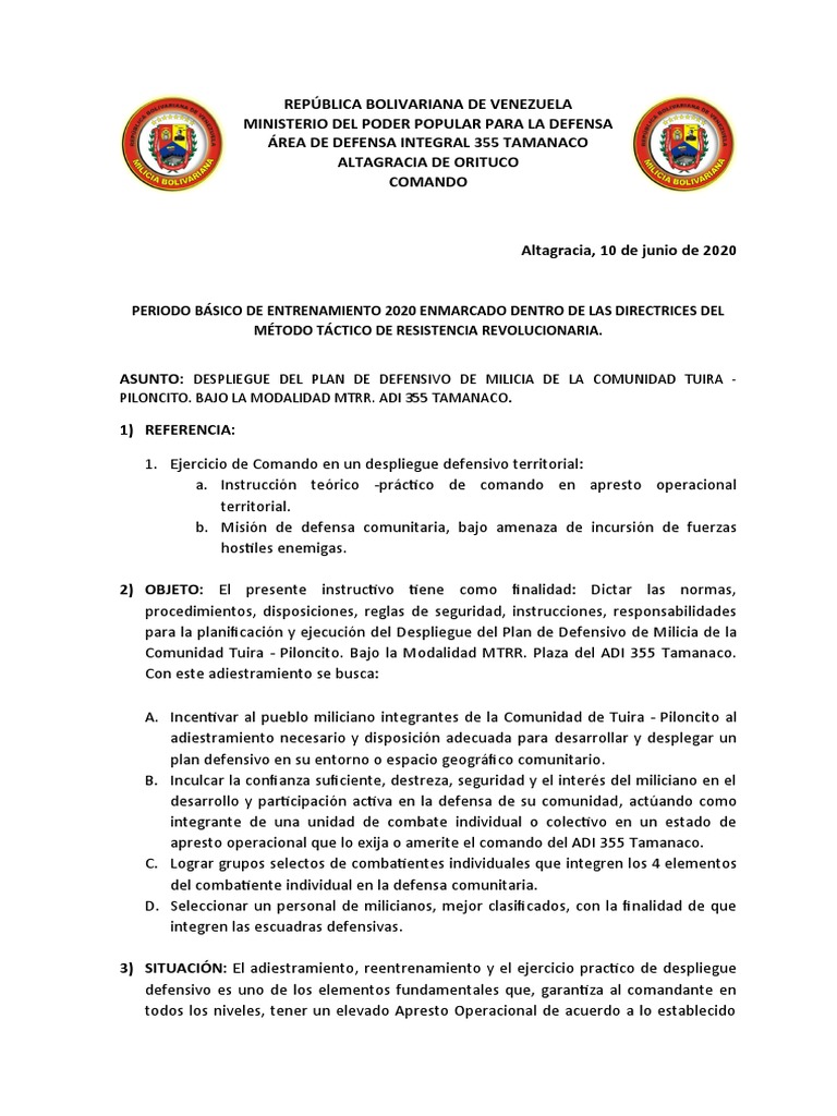 Instructivo - Ejercicios de Comando - Oct 2019 | PDF | Militar