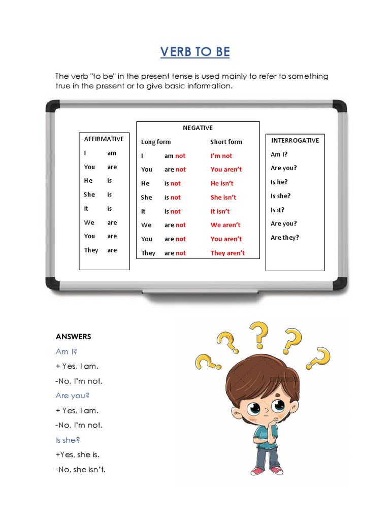 Verb To Be - Present Simple - 7th ABC | PDF