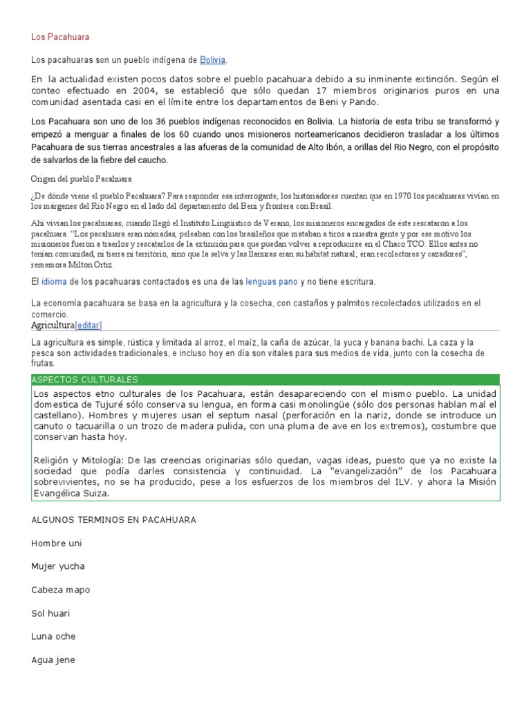 Los Pacahuara | PDF | Pueblos Indígenas de las Américas