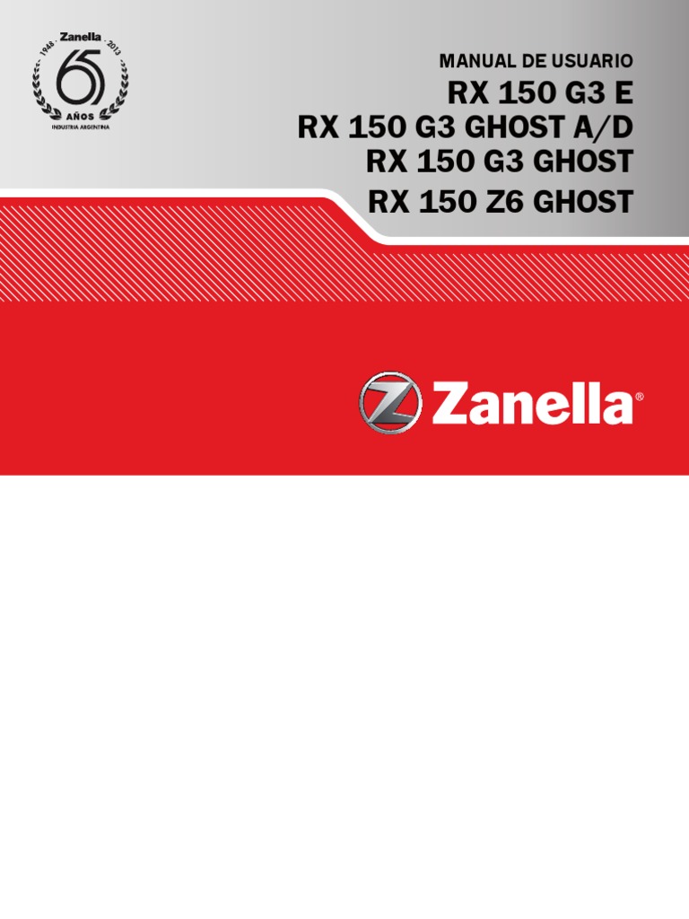 Zanella RX 150 z6 Ghost Owners Manual | PDF | Neumático | Motocicleta