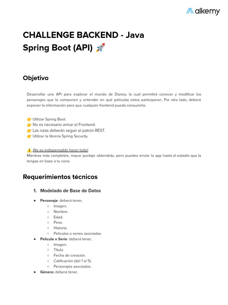 Challenge Backend - Java Spring Boot (API) | Descargar gratis PDF | Ingeniería de software ...