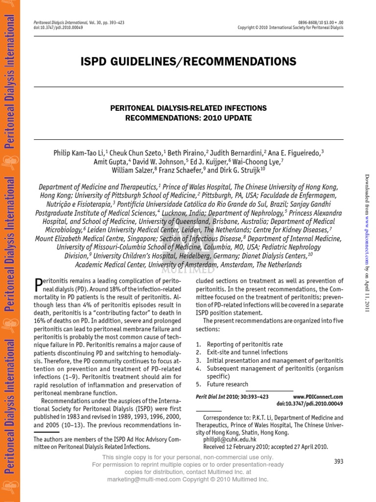 ISPD Guidelines For Peritonitis 2010 | Download Free PDF | Gram ...