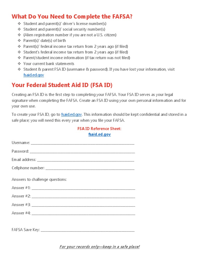 FAFSA Completion Checklist Essentials | PDF | Law
