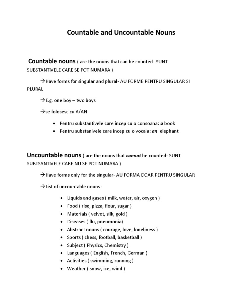 Countable and Uncountable Nouns 7, 8 | Download Free PDF | Noun ...
