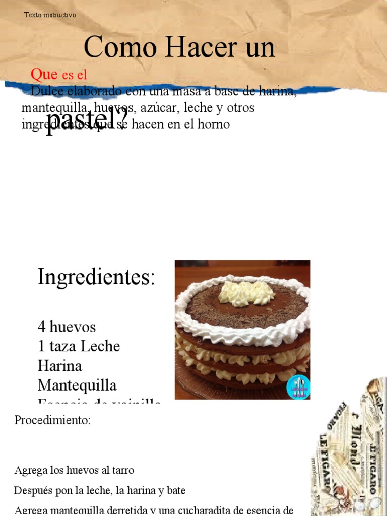 Instrucciones para hacer un pastel | PDF