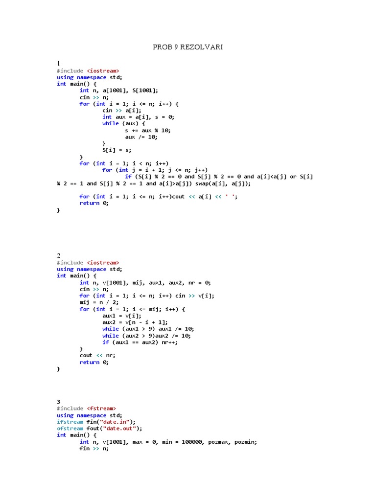 Prob 9 Rezolvari 1: #Include | PDF | Naming Conventions | C++
