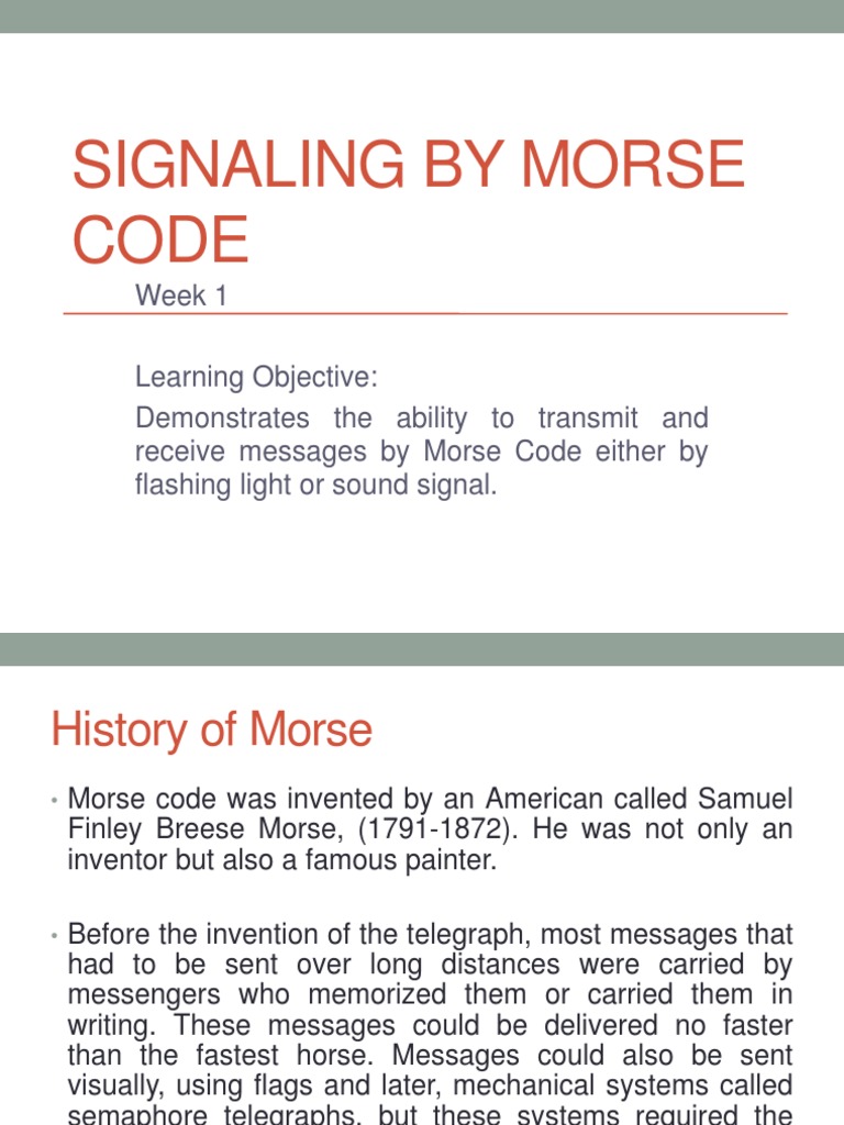W1 Signaling of Morse Code | PDF | Telegraphy | Service Industries