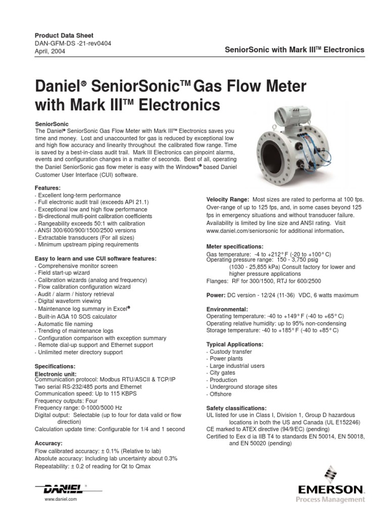 Daniel Seniorsonic Gas Flow Meter With Mark Iii Electronics | Download ...