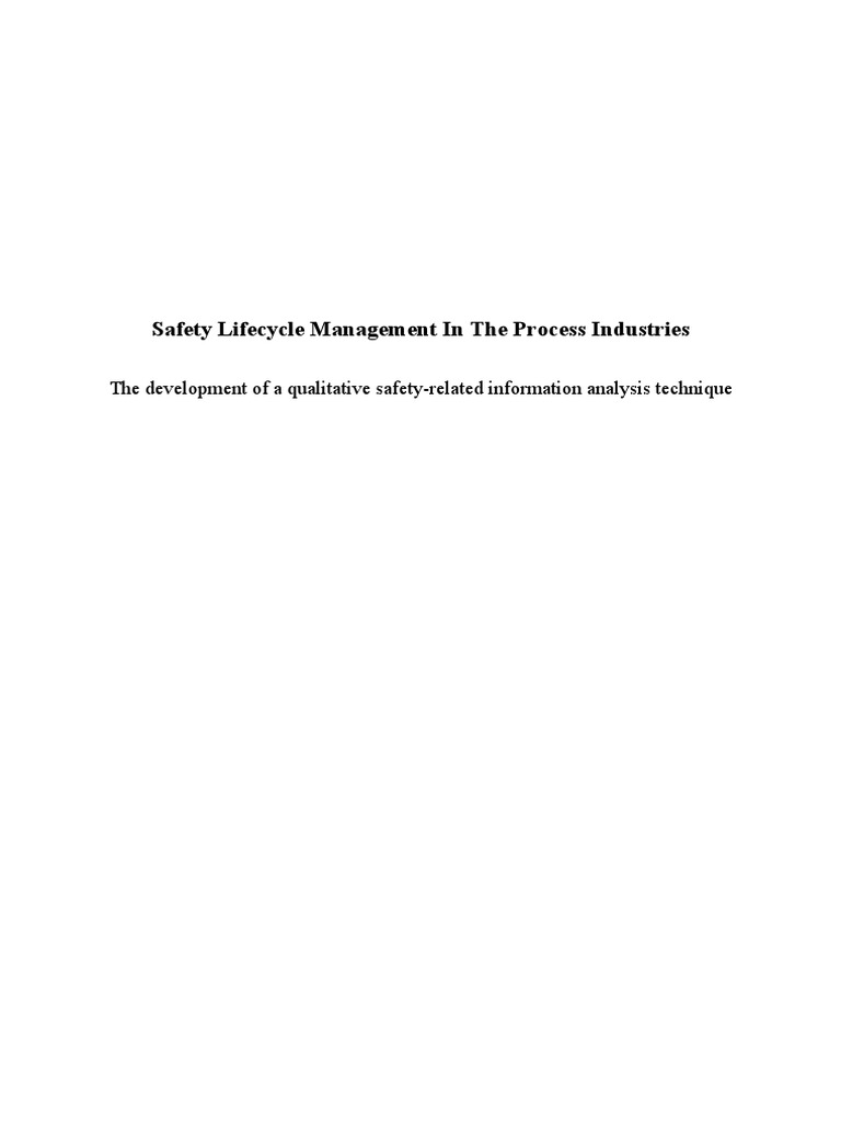Safety Lifecycle Management in The Process Industries | PDF | Life ...
