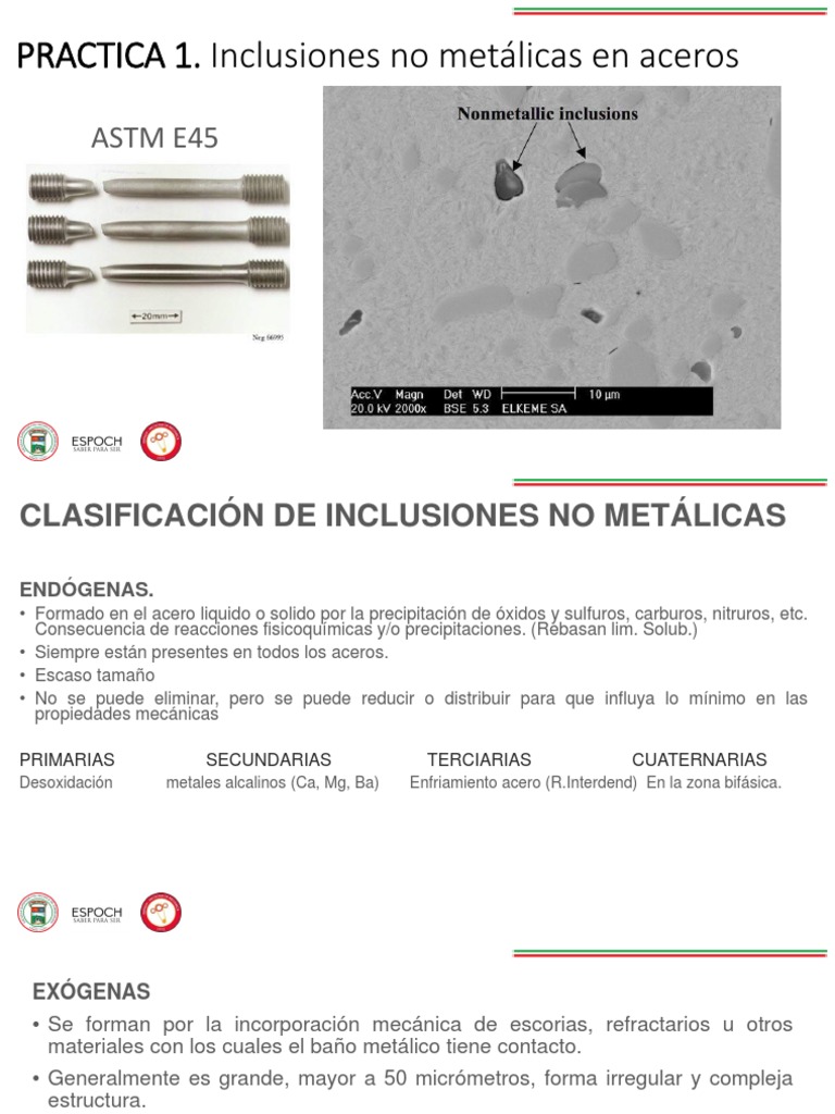 Inclusiones No Metálicas en Aceros ASTM E45 | PDF | Acero | Rieles