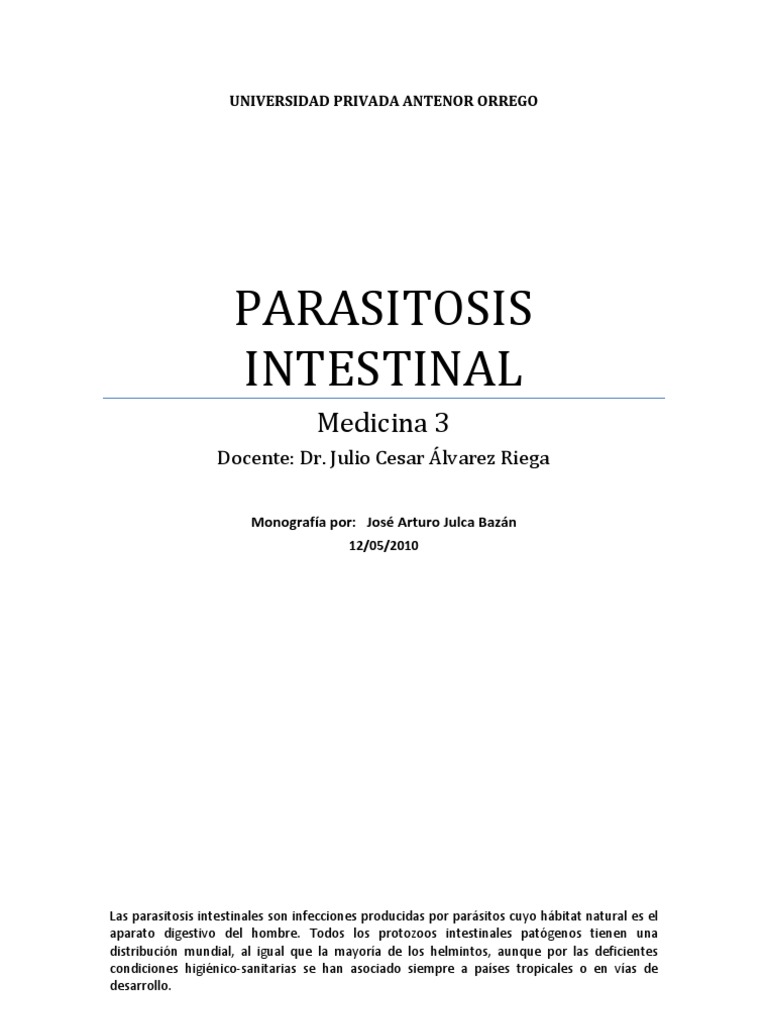 Monografia - Parasitosis Intestinal | PDF | Diarrea | Medicina