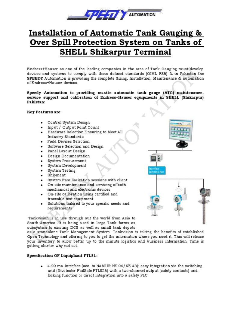 SHELL Installation of Automatic Tank Gauging | PDF | Calibration ...