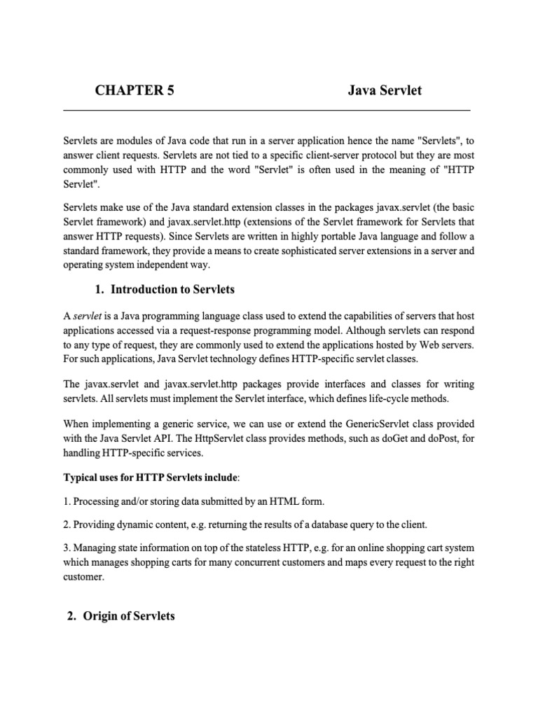 Chapter 5 Java Servlet 1 Introduction To Servlets Pdf Java