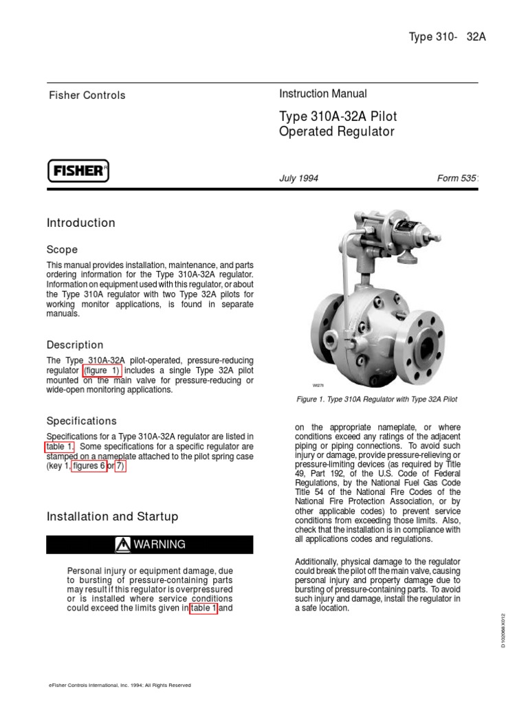 Type 310A-32A Pilot Operated Regulator | PDF | Valve | Mechanical ...