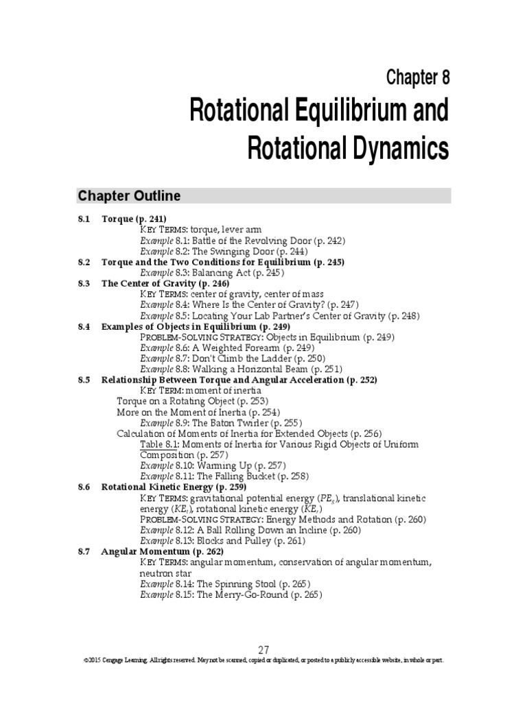 Week 011 Rotational Equilibrium and Rotational Dynamics | PDF | Rotation Around A Fixed Axis ...