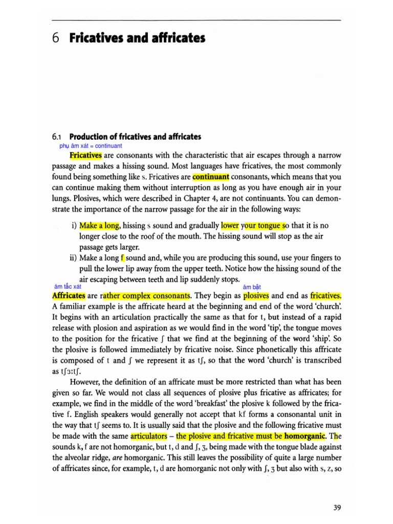 Fricatives and Affricates Explained | PDF | Consonant | Phonetics