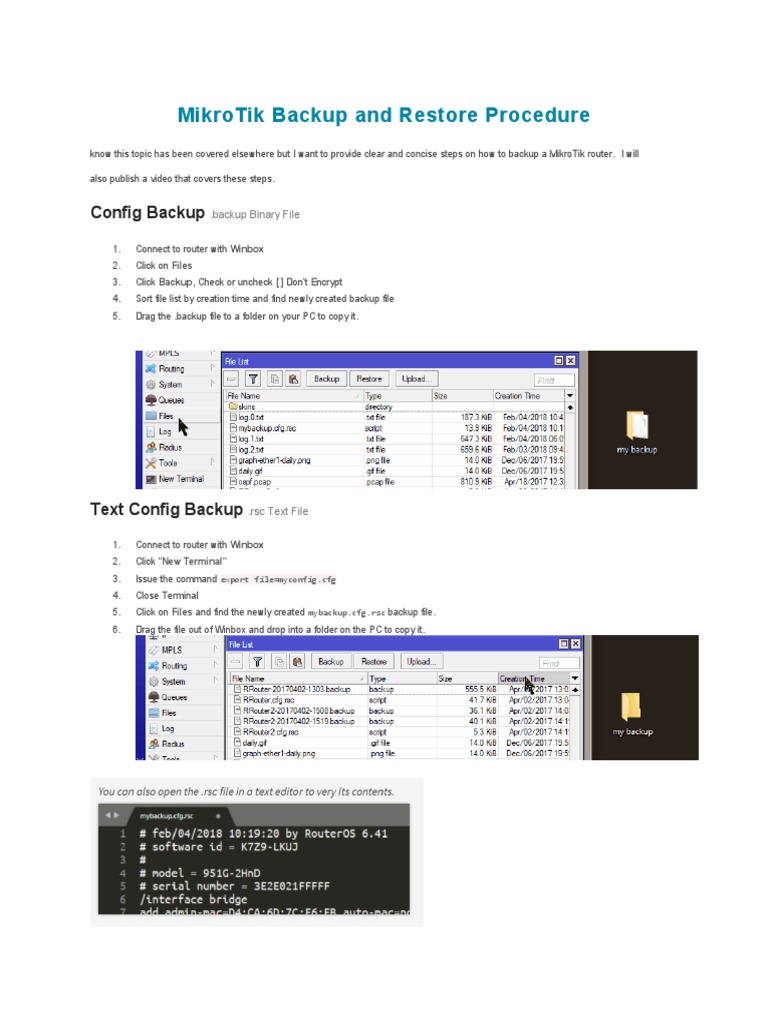 Mikrotik Backup And Restore Procedure Pdf Computer File Booting