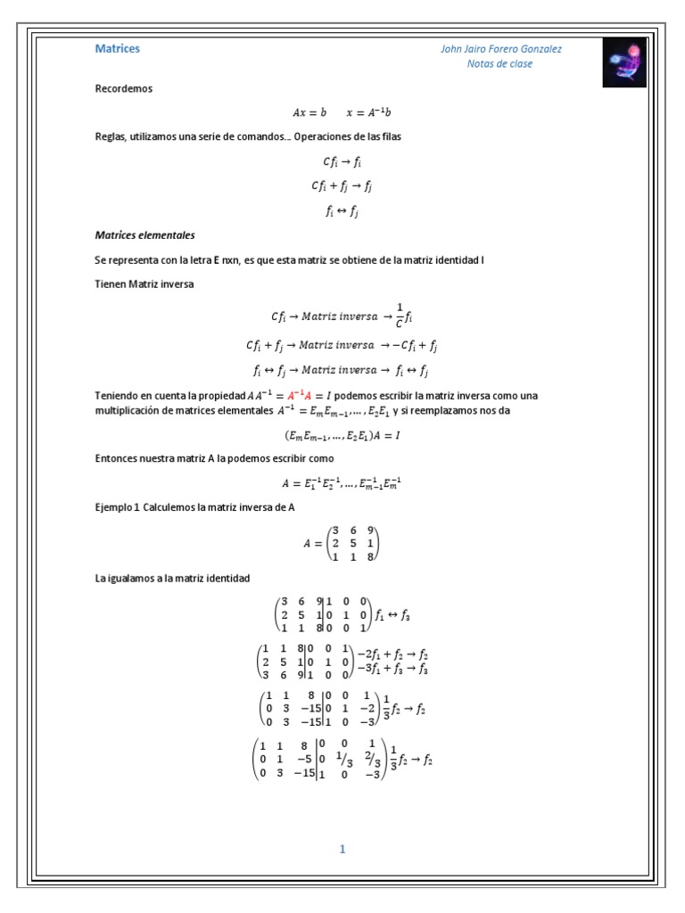 Matrices Elementales y Factorizacion LU | PDF | Matriz (Matemáticas ...