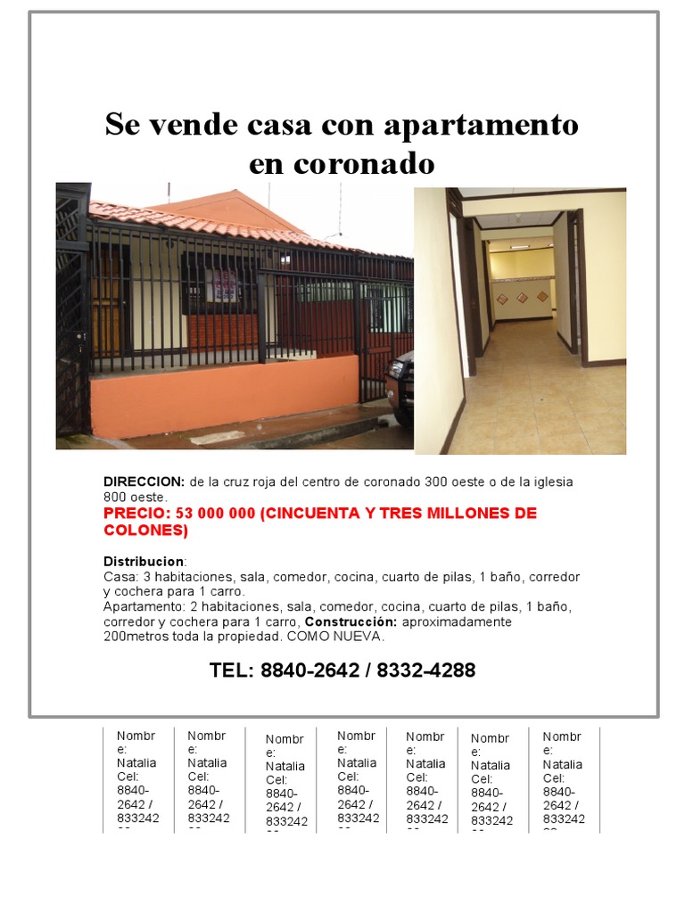 Rotulo Se Vende Casa Coronado | PDF