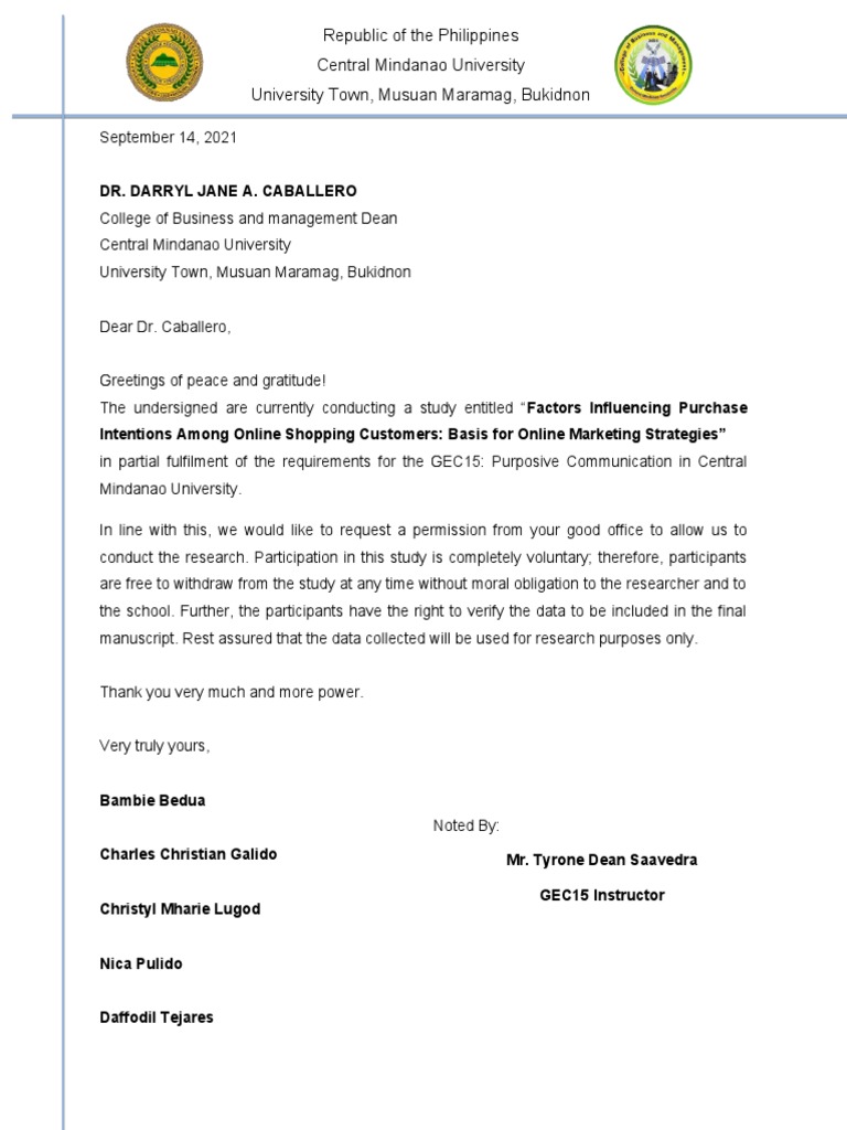 Republic of The Philippines Central Mindanao University University Town ...