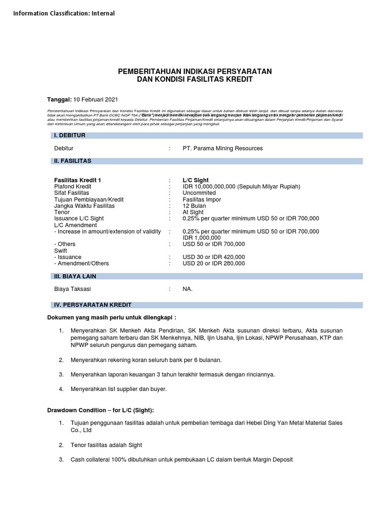 Indicative Term Sheet - Ocbc Nisp | PDF