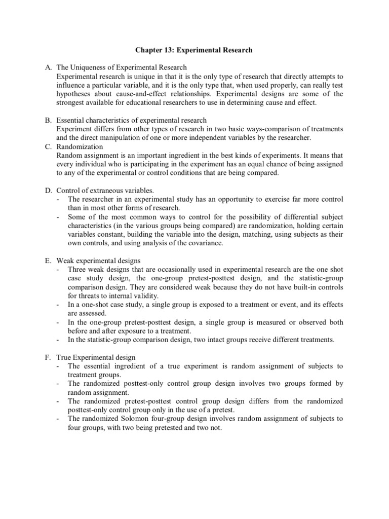 The Uniqueness of Experimental Research | PDF | Experiment ...