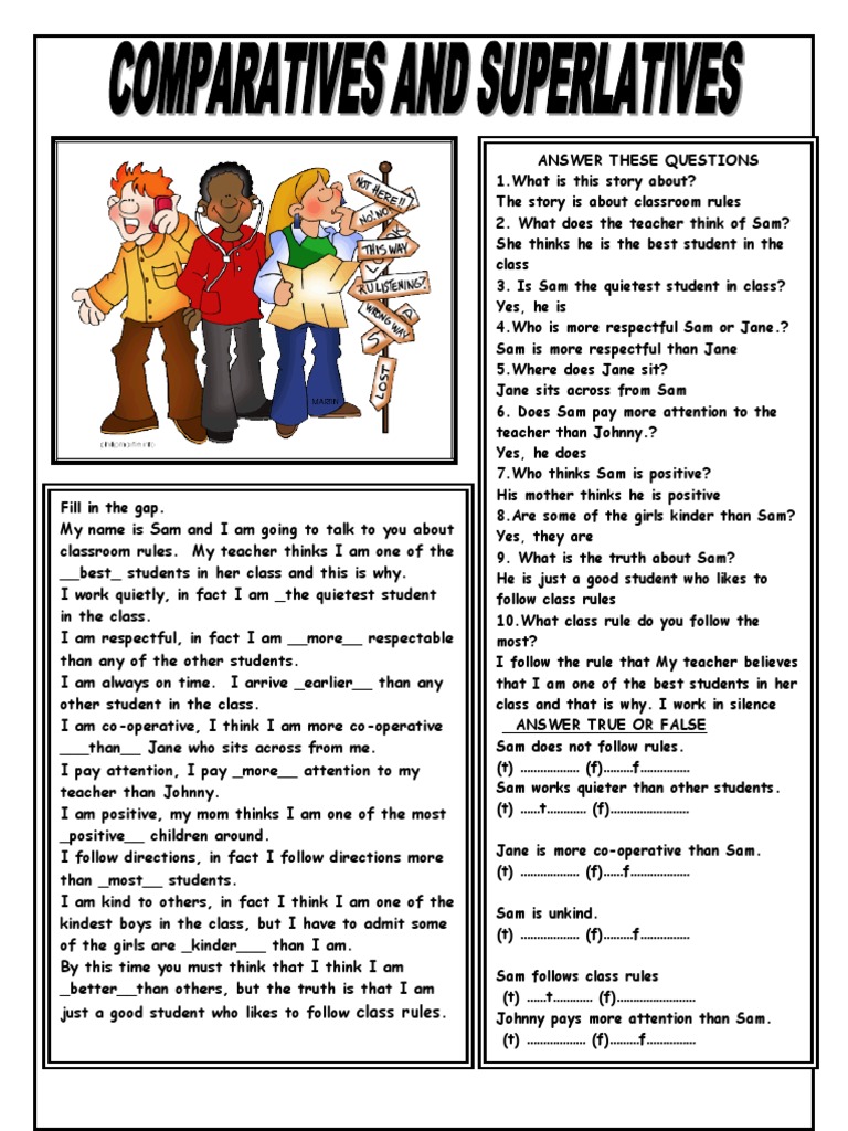 Comparatives and Superlatives Worksheet | PDF