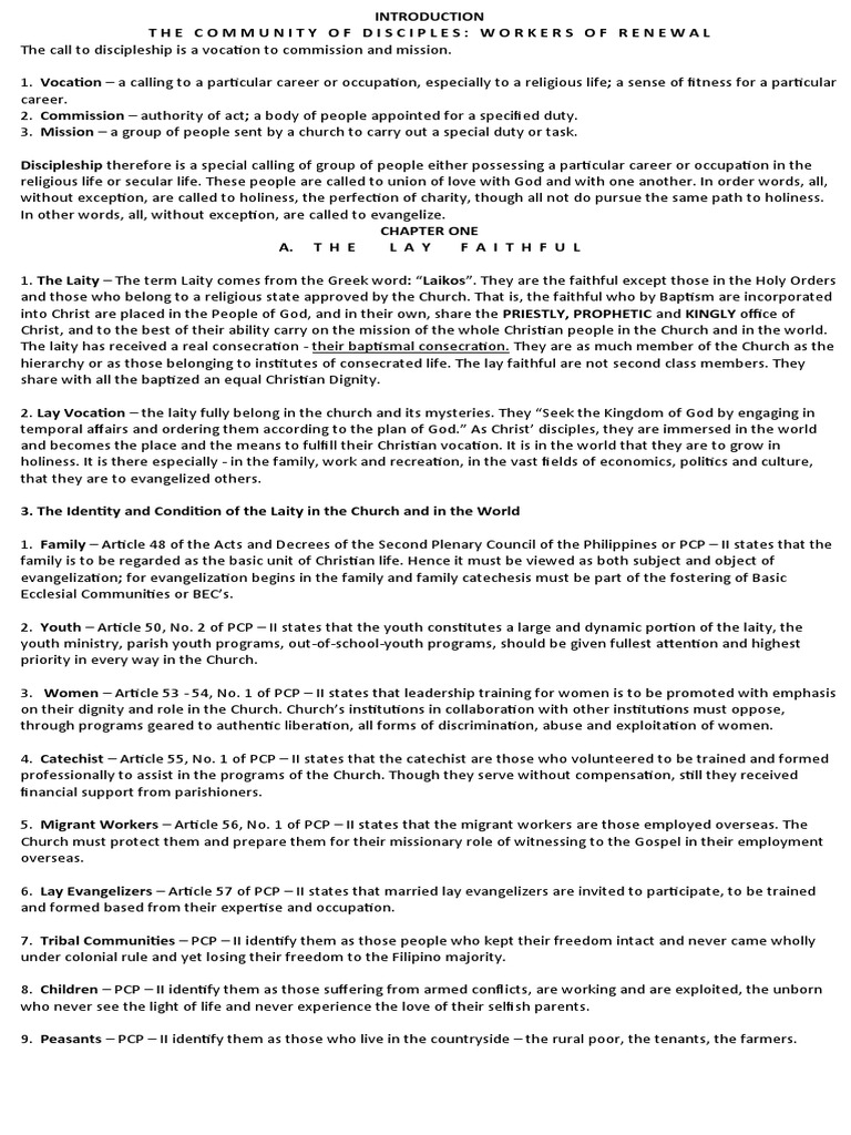 The Foundation and Roles of the Lay Faithful: Exploring the Identity ...