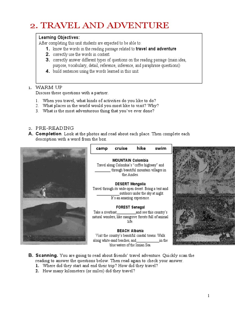 UNIT 2 Travel and Adventure | PDF