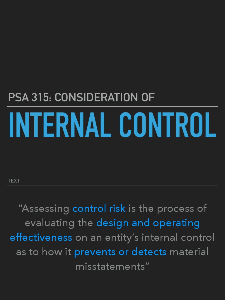 Psa 315: Consideration Of: Internal Control | PDF | Internal Control ...