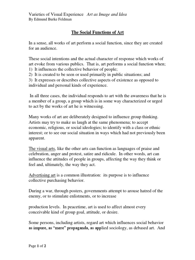 Social Function of Art | PDF | Attitude (Psychology) | Psychological ...