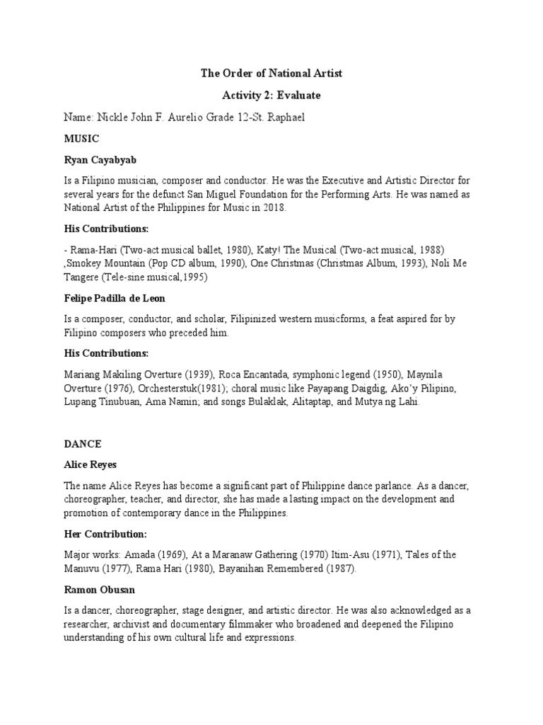 The Order of National Artist | PDF | Philippines