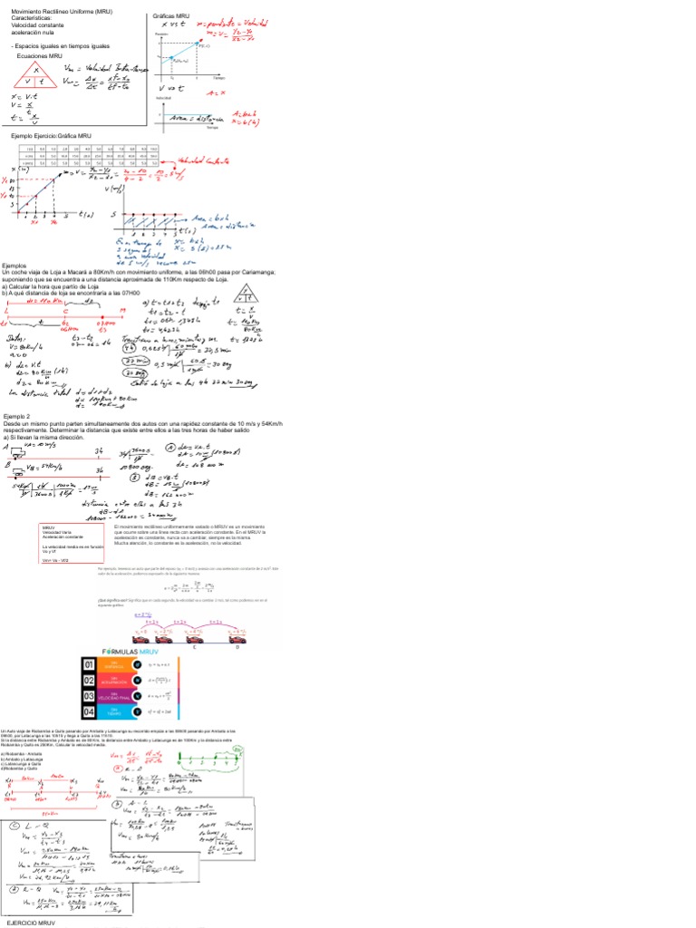 Ejercicios en Clase MRU, MRUV | PDF