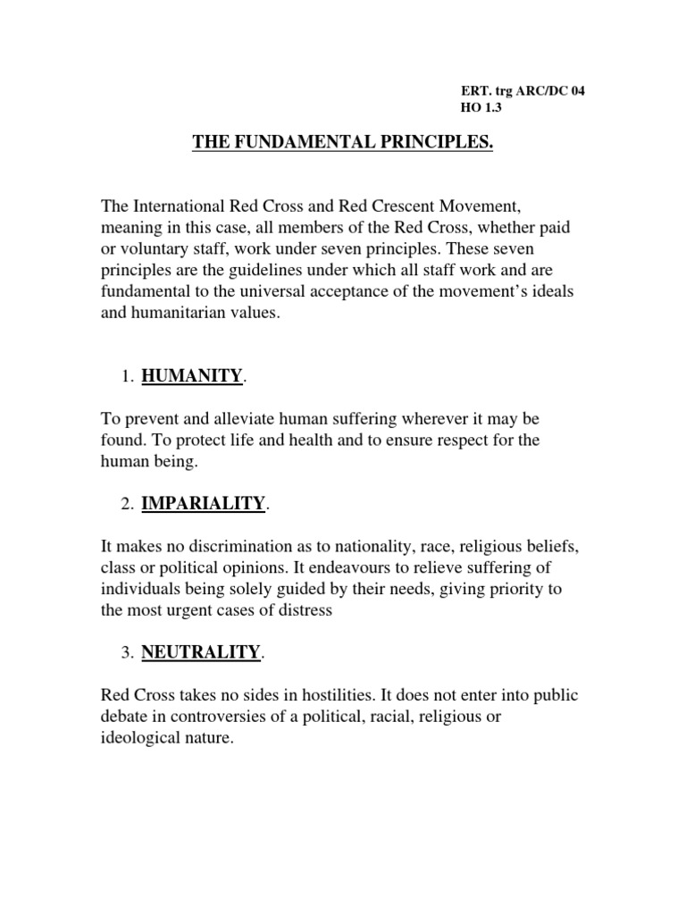 7 Fundamental Principles of Red Cross | PDF