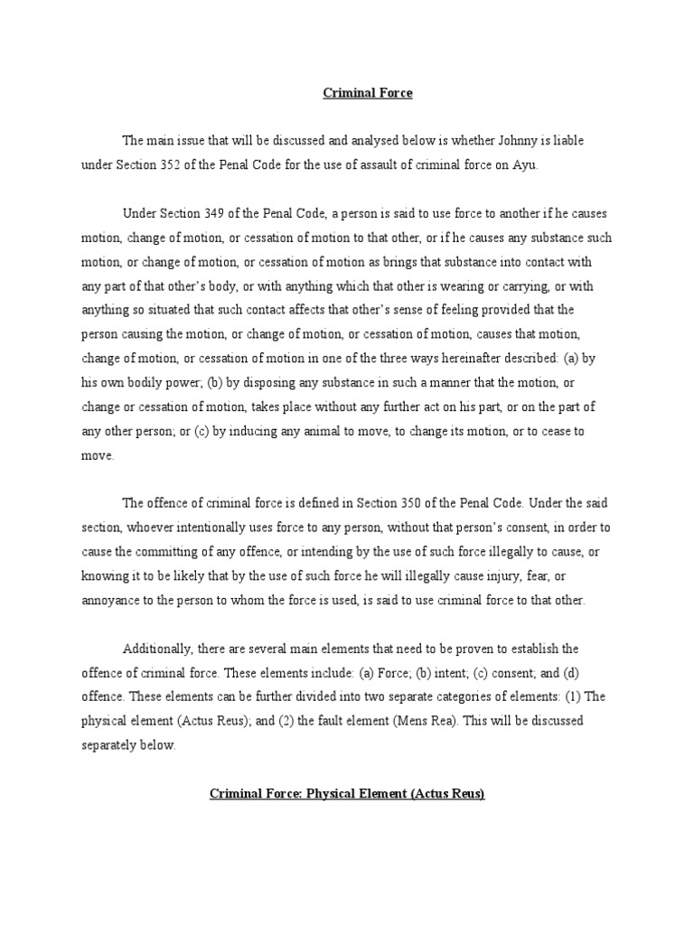 Criminal Law Assignment | PDF | Criminal Law | Mens Rea