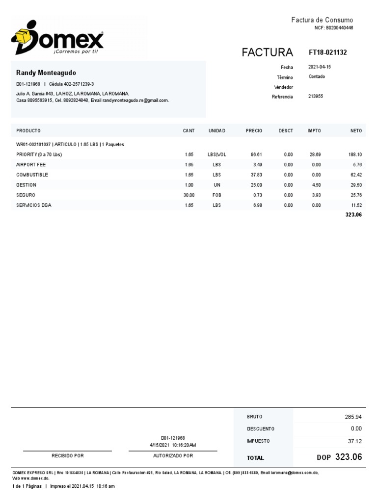 Factura de Consumo | PDF
