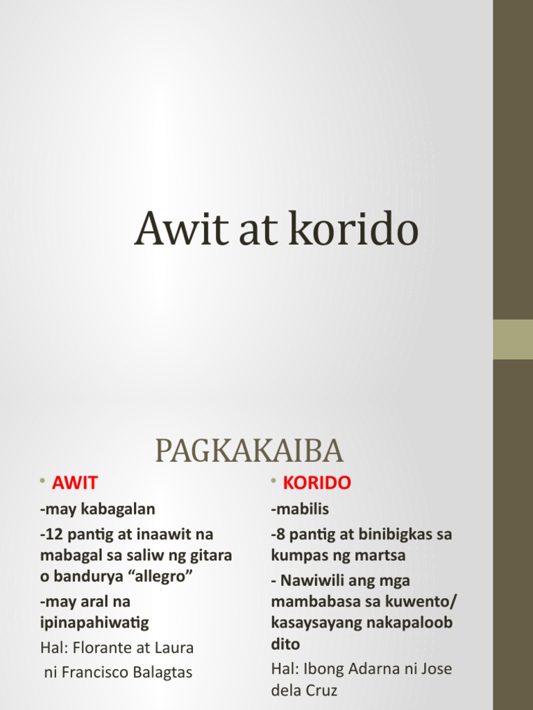Awit at Korido | PDF