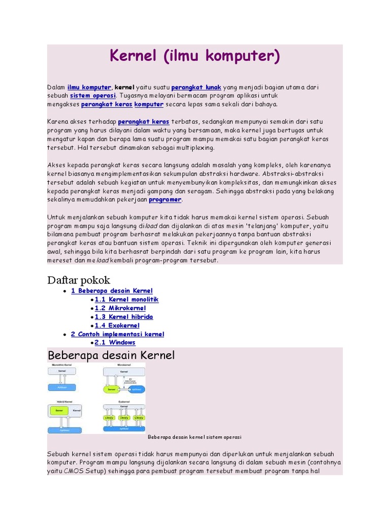 Ilmu Komputer Kernel | PDF