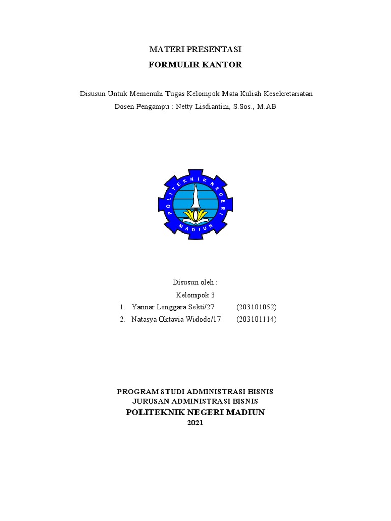 Ciri dan Fungsi Formulir Kantor | PDF