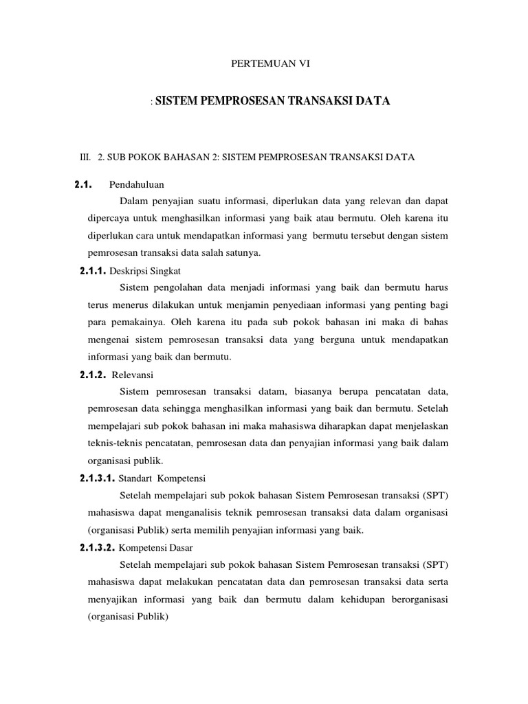 Sistem Pemrosesan Transaksi Data | PDF