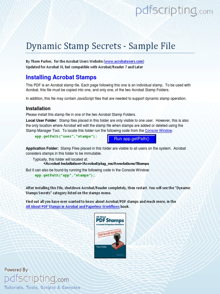 Dynamic Stamp Secrets - Sample File: Installing Acrobat Stamps | PDF