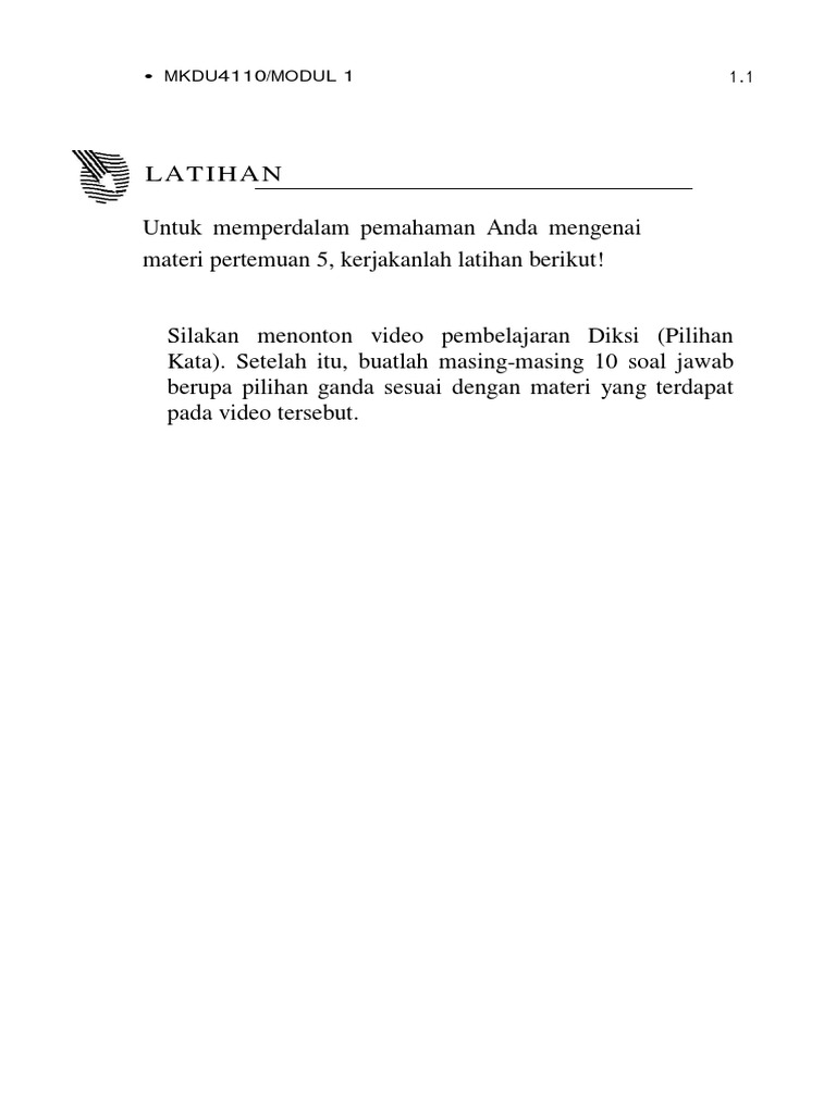 Soal Pertemuan Ke-5 KATA FRASA KLAUSA DIKSI | PDF