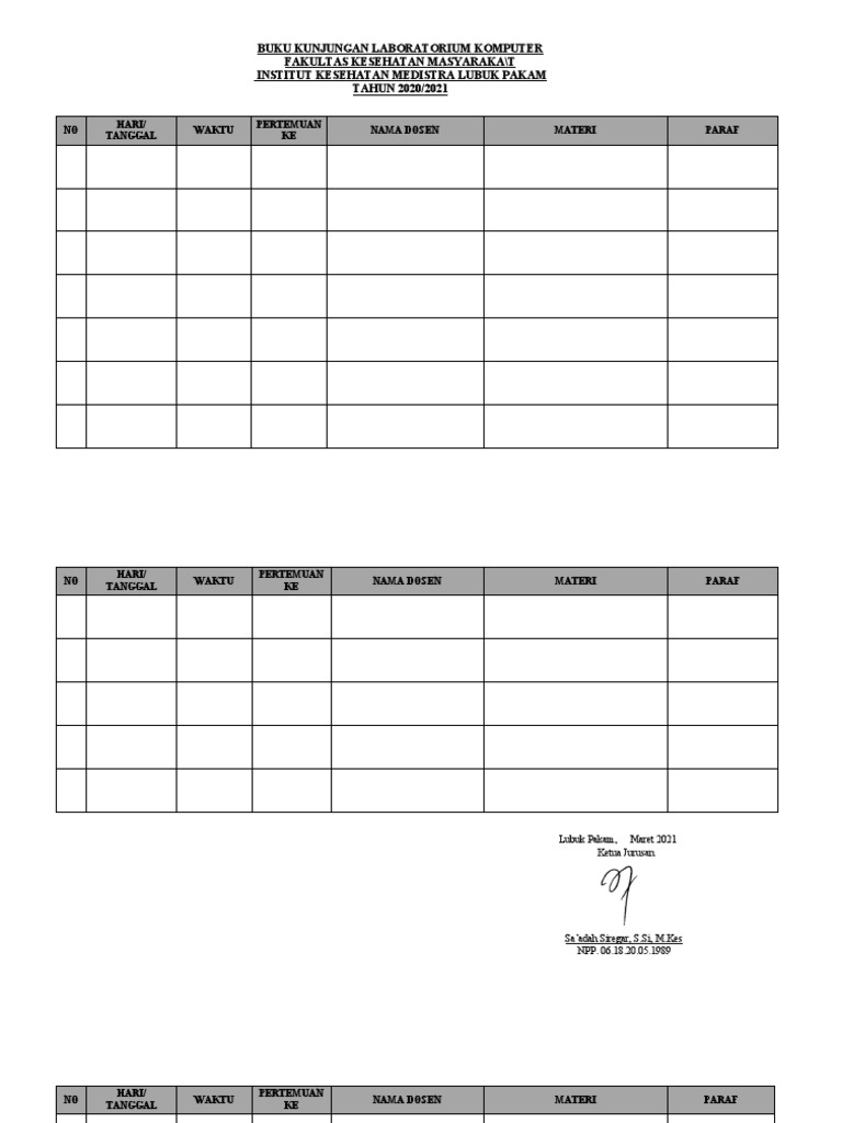 Buku Kunjungan Lab Komputer | PDF