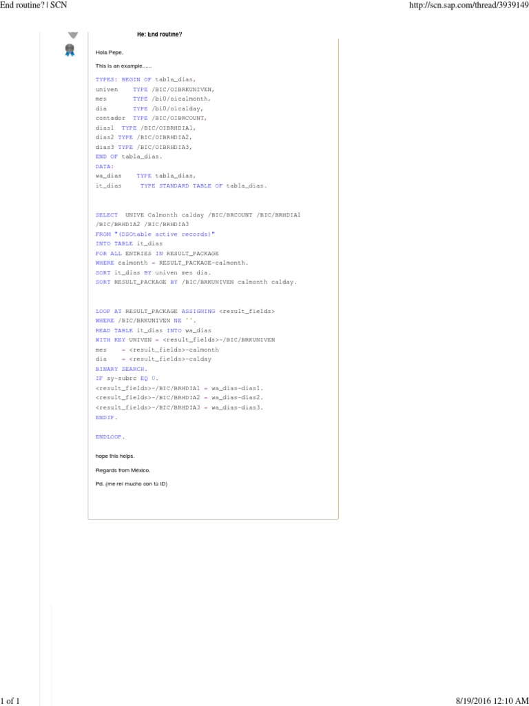 SAP Data Processing Example | PDF