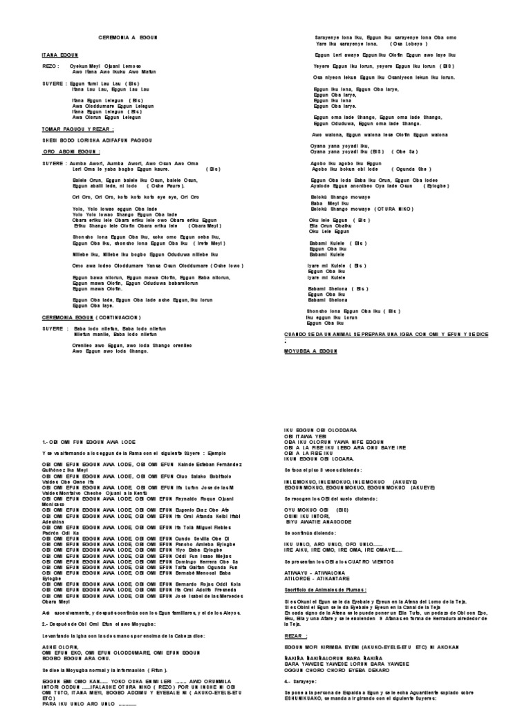 Ceremonia de Eggun y Rezos | PDF | Santería