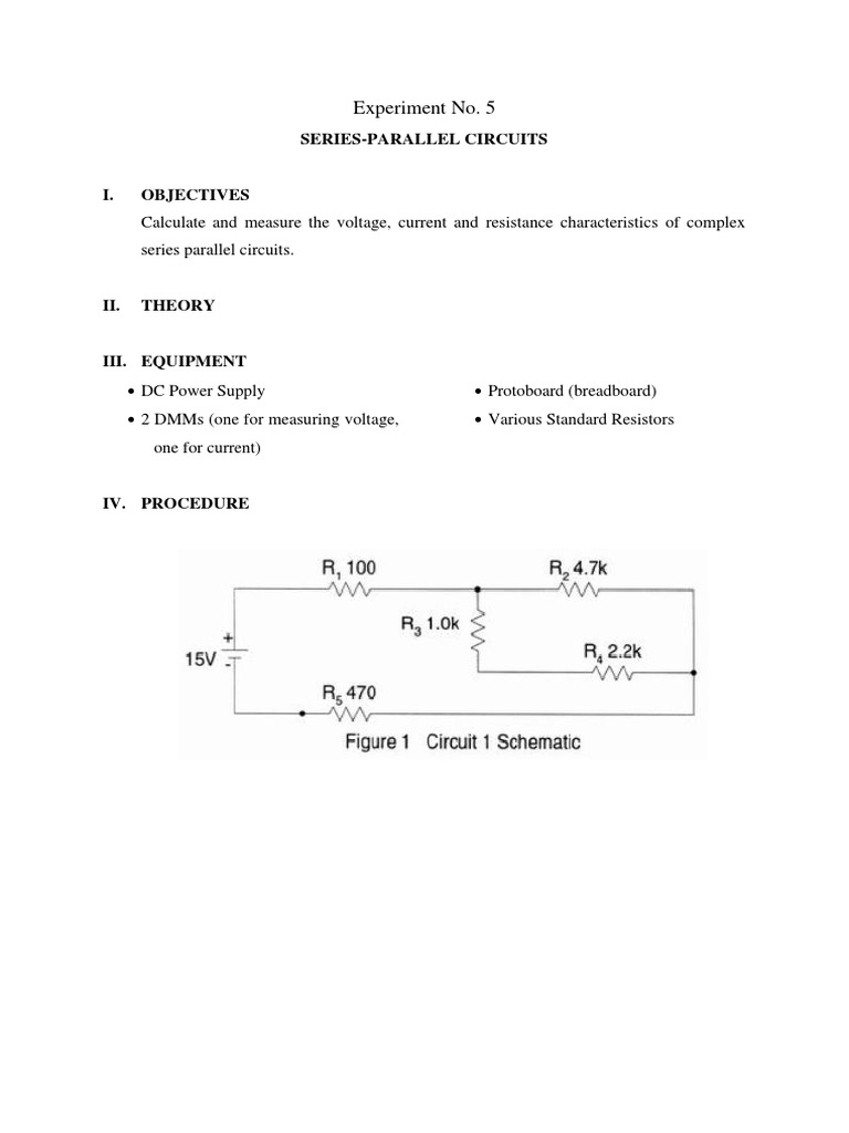 Experiment No. 5 Series Parallel Circuits | PDF