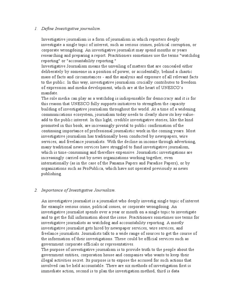 Understanding Investigative Journalism | PDF | Watergate Scandal ...