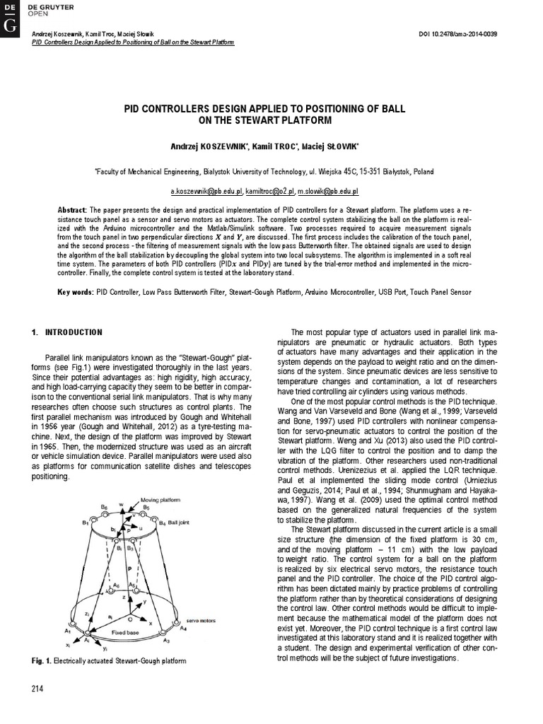 Pid Controllers Design Applied To Positioning of Ball | PDF | Control Theory | Servomechanism